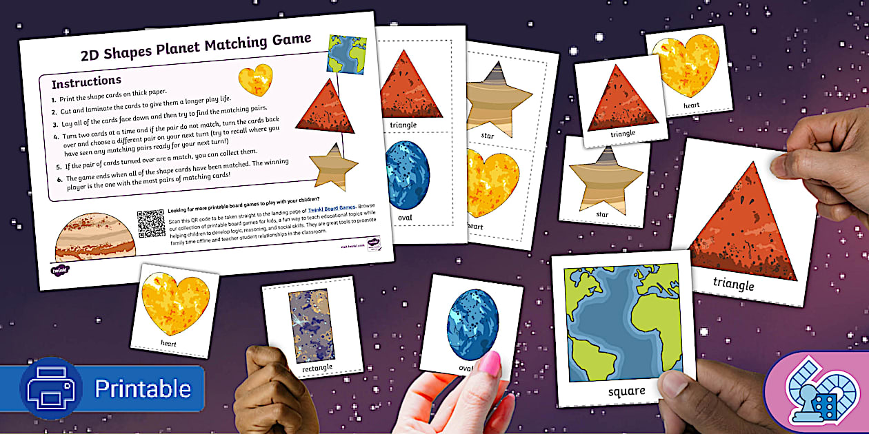 Outer Space 2D Shapes Planets Matching Game - Twinkl