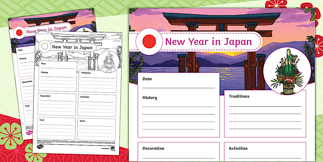 New Year in Japan Fact File Template (teacher made) - Twinkl
