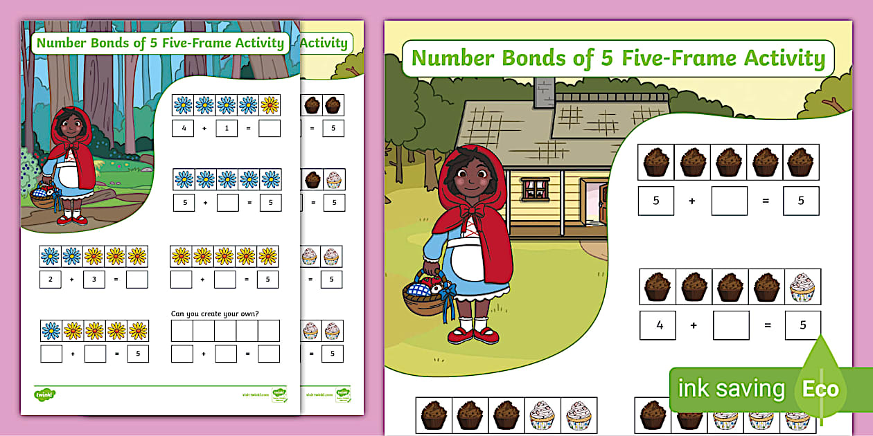 Number Bonds of 5 Little Red Riding Hood Five-Frame Activity