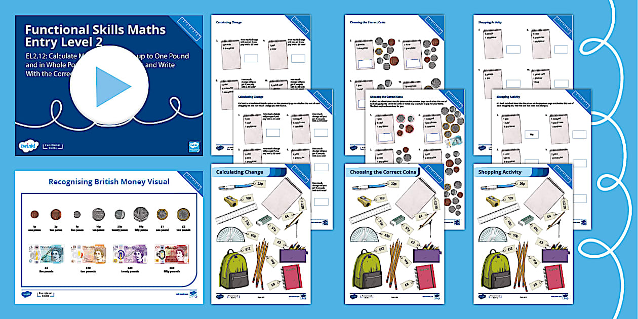 Maths Functional Skills Entry Level: 2.12: Calculate Money with Pence up to