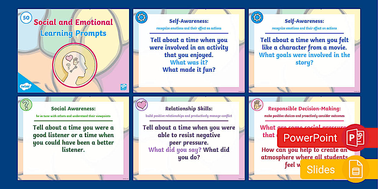 50 SEL Prompts Middle School PowerPoint & Google Slides