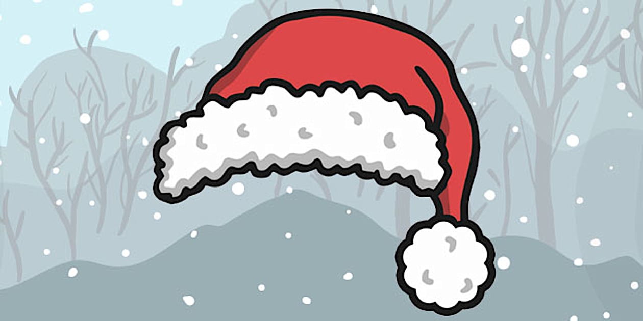 Black and White Christmas Santa Hat Cut Out (teacher made)