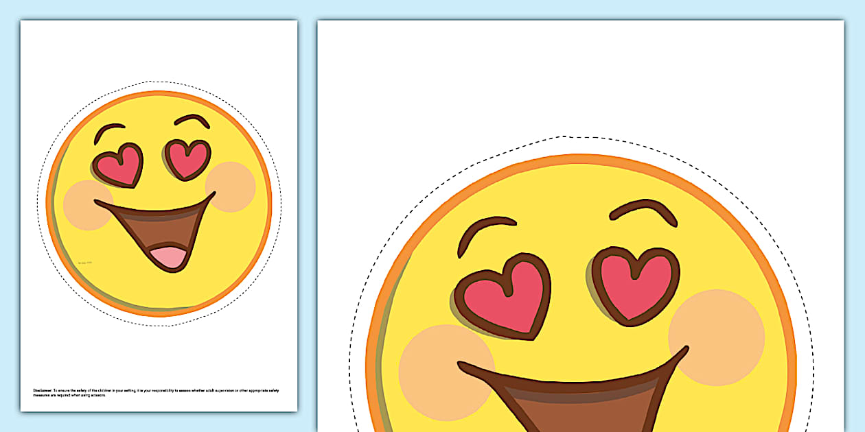 Heart Eyes Emoticon Cut-Out (Teacher-Made) - Twinkl