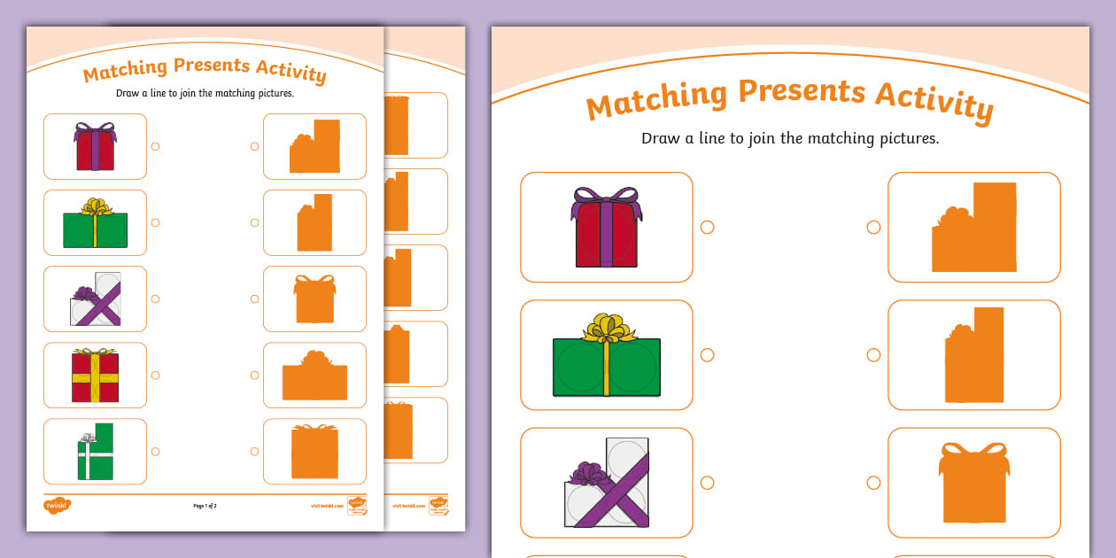 Matching Presents Activity (Teacher-Made) - Twinkl