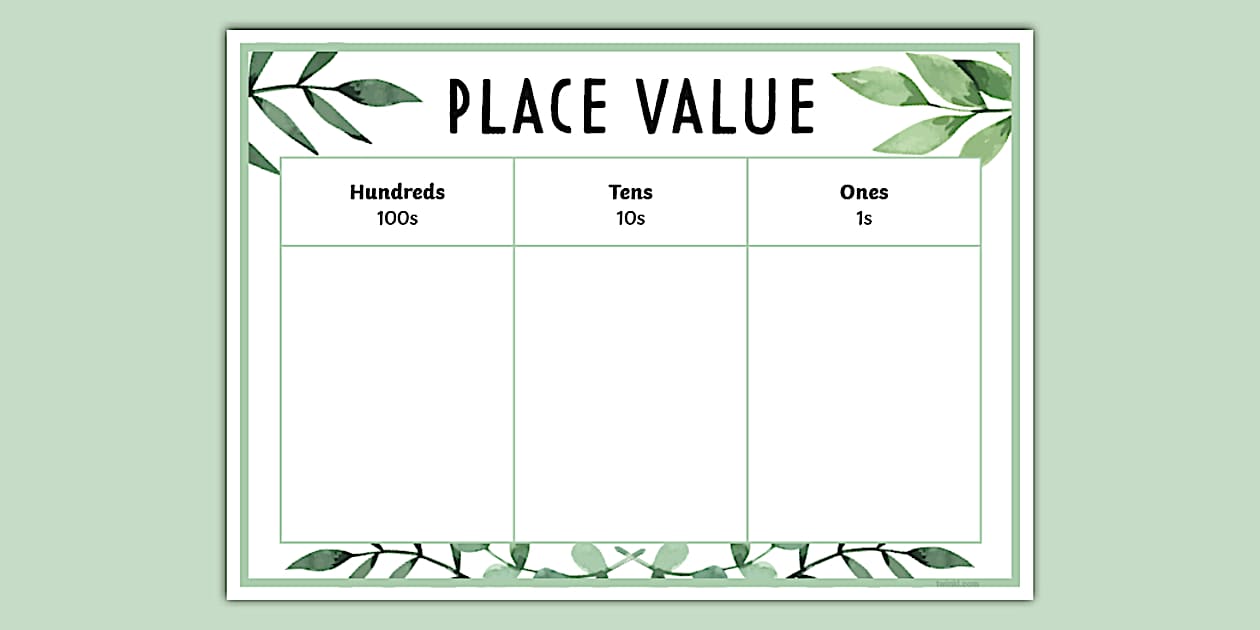 👉 KS1 Botanical Place Value Chart | Twinkl Maths - Twinkl