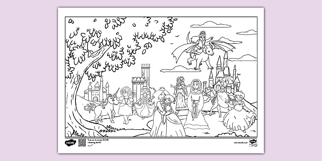 Princess Montage Colouring Page