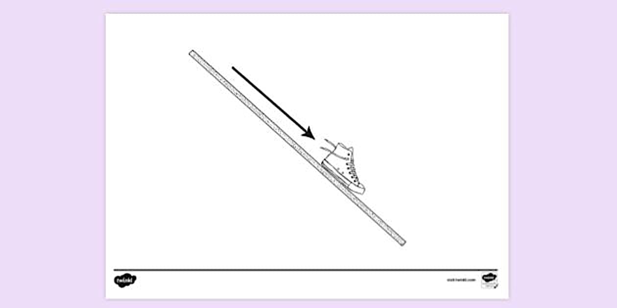 Shoe Sliding Down Ramp Colouring Sheet | Colouring Sheets