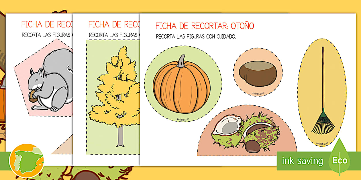 Ficha de motricidad fina: Recorta - Otoño - Twinkl
