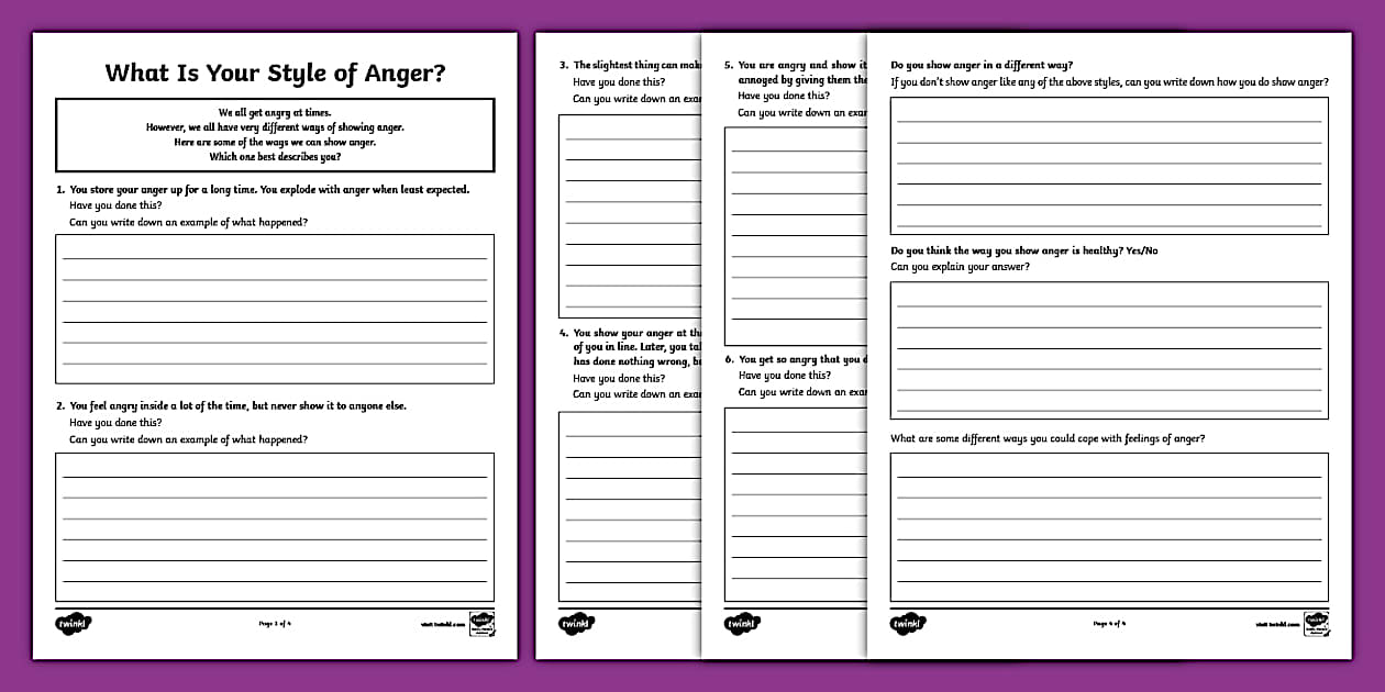 Anger Management Worksheet | Resource | Twinkl USA - Twinkl