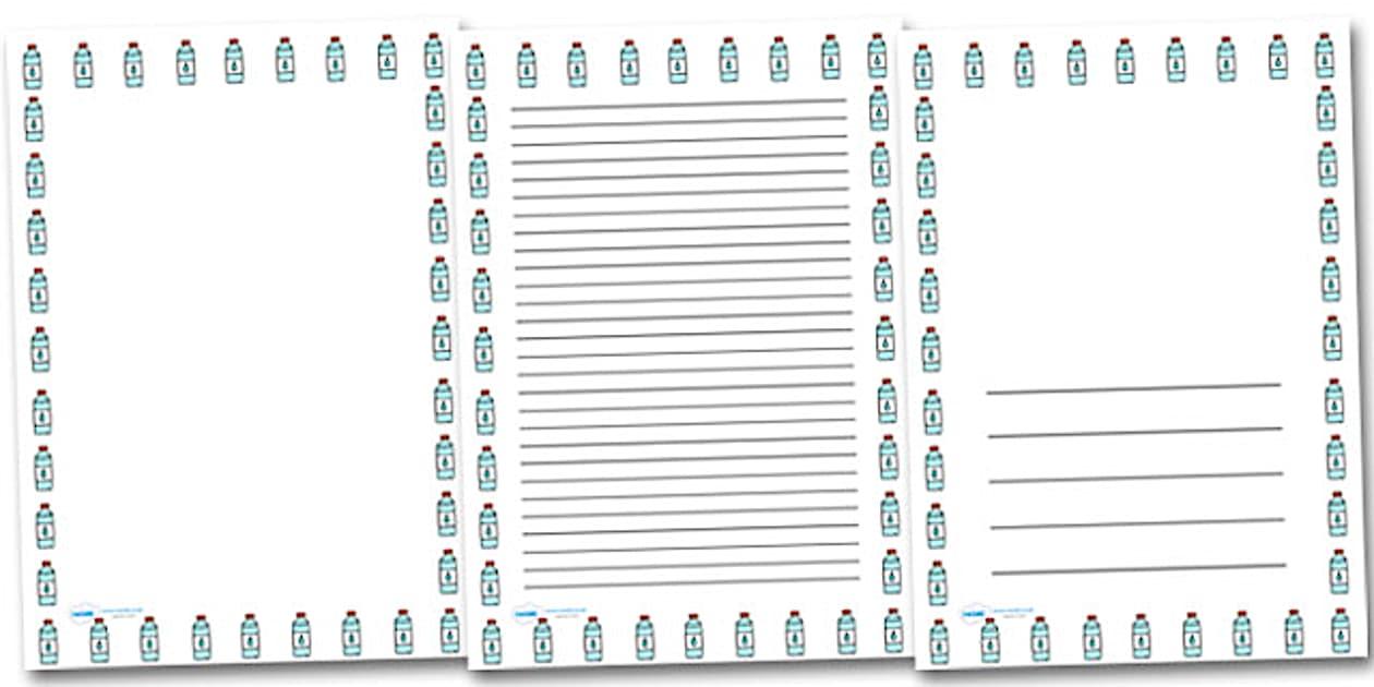Editable Water Bottle Portrait Page Borders (teacher made)