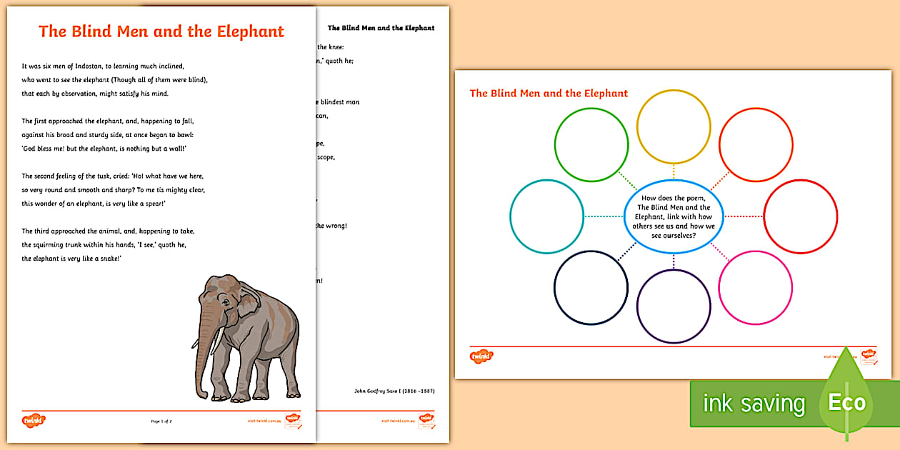 The Blind Men and the Elephant Activity Pack (teacher made)