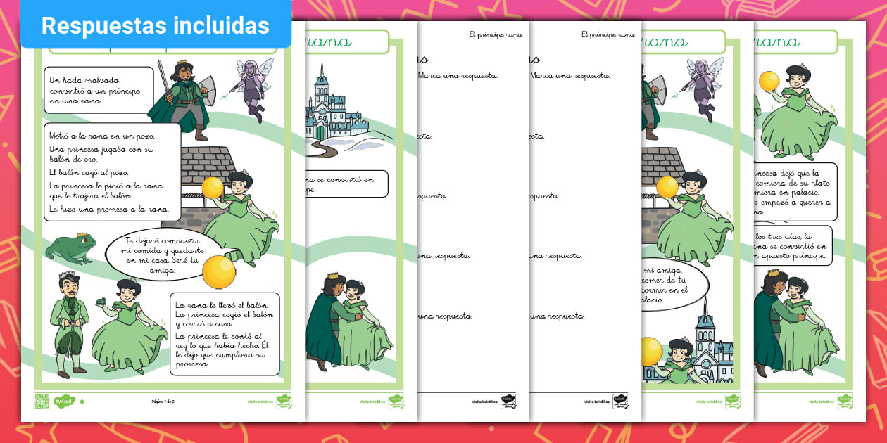 Comprensión lectora por niveles: El príncipe rana - Twinkl
