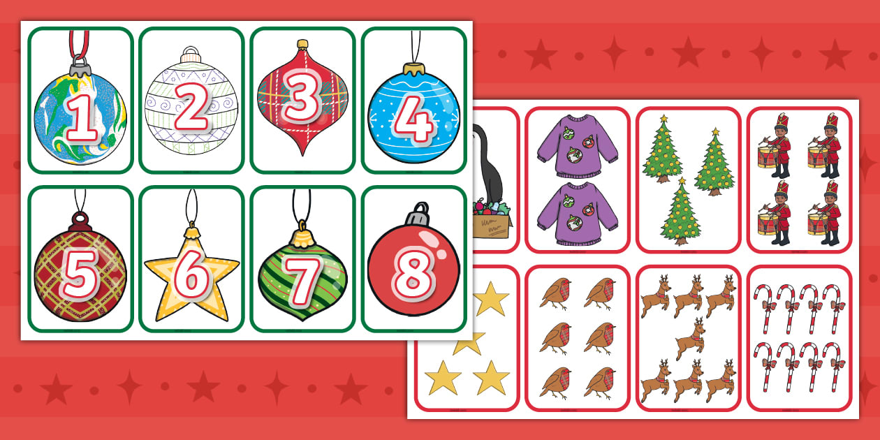 Grade 1 Maths - Christmas Counting Matching Puzzle