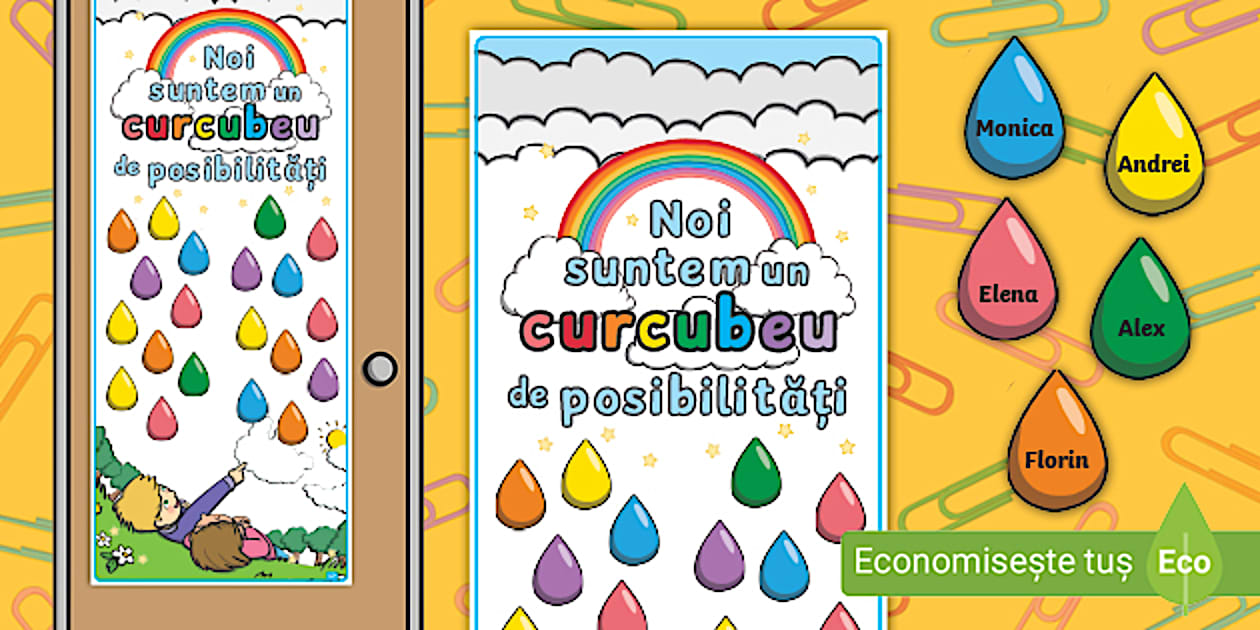 Decor pentru ușă Curcubeu | Resurse didactice Twinkl România