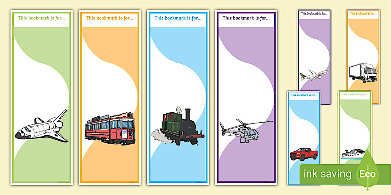 Editable Transport Bookmarks (teacher made) - Twinkl