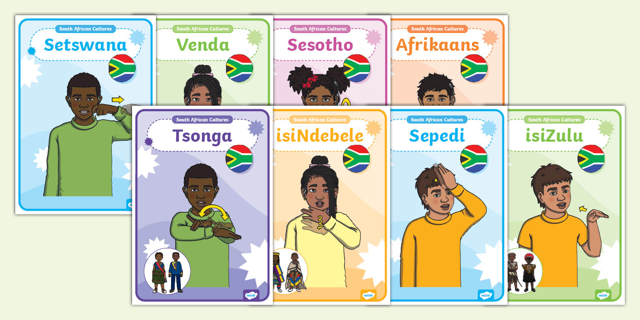 South African Cultures in SASL Display Posters - Twinkl
