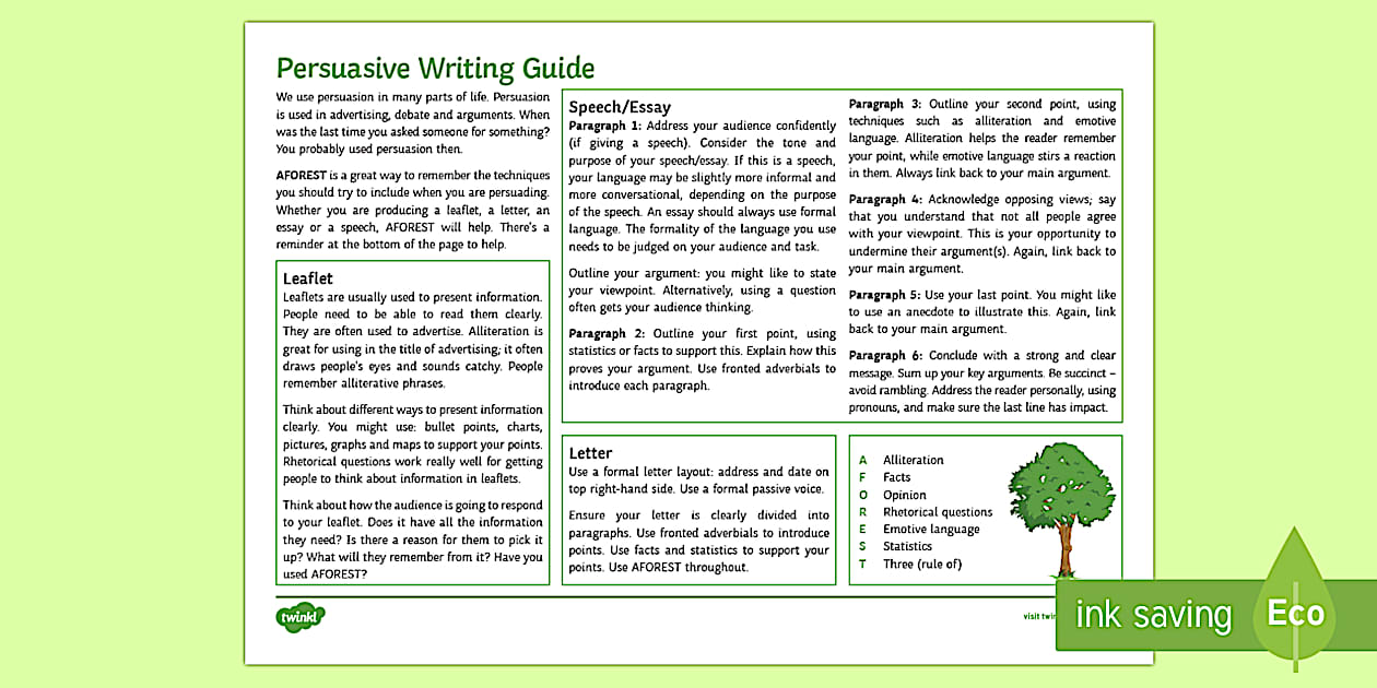 Persuasive Writing (Any Subject) Guide - Twinkl