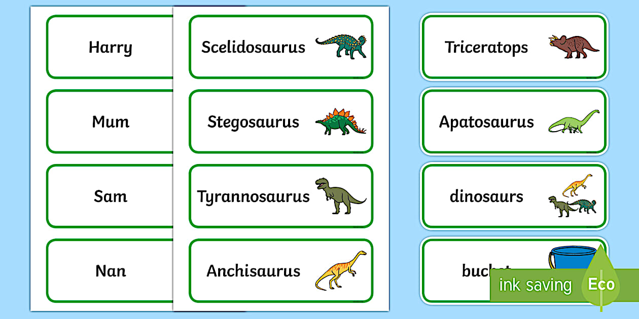 Word Cards to Support Teaching on Harry and the Bucketful of Dinosaurs