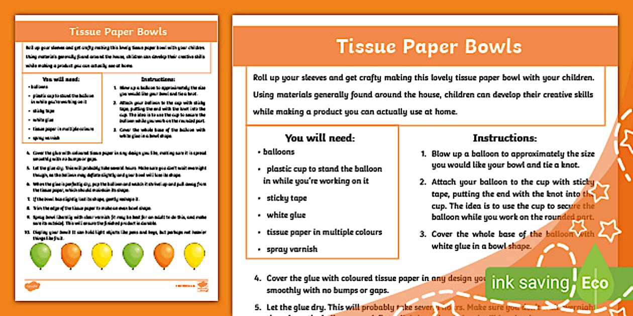 Tissue Paper Bowls (Teacher-Made) - Twinkl