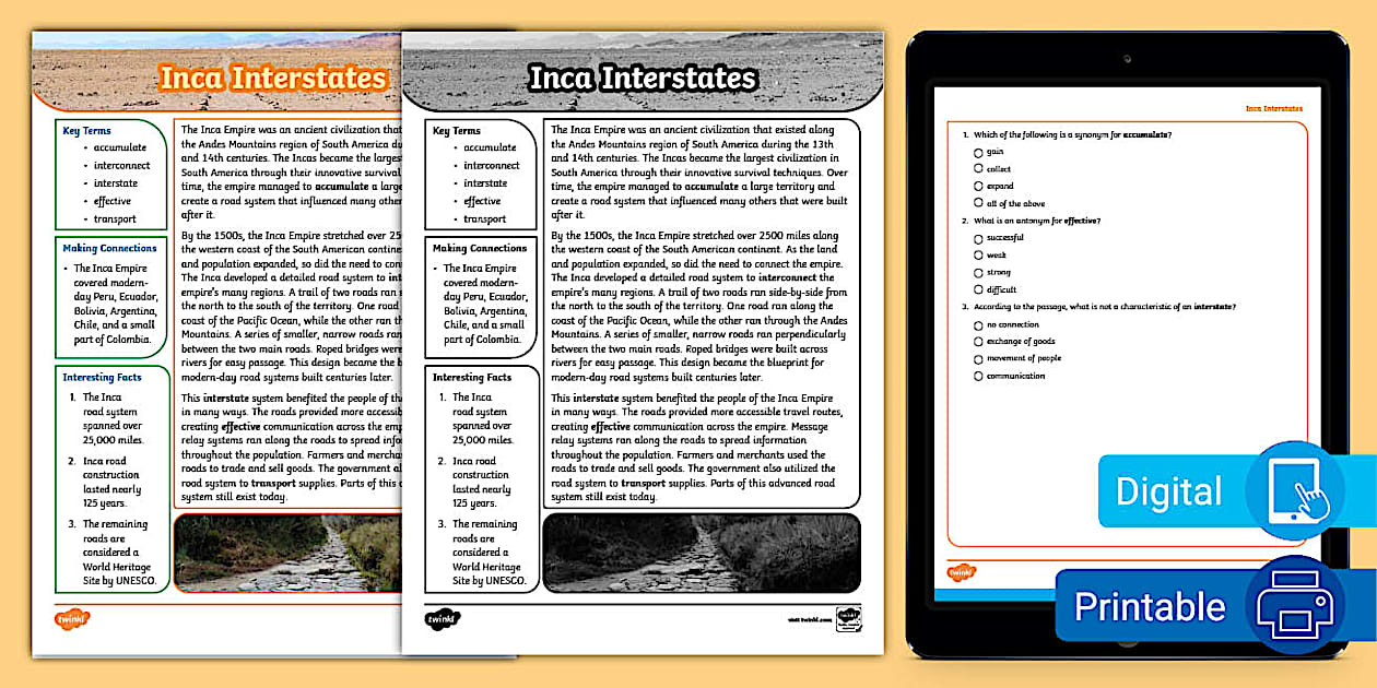 Inca Road System Map | Ancient Civilizations | Twinkl USA