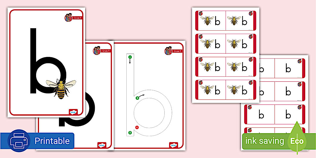 Gr. R Phonics B Poster, Flashcards and Robot Letter