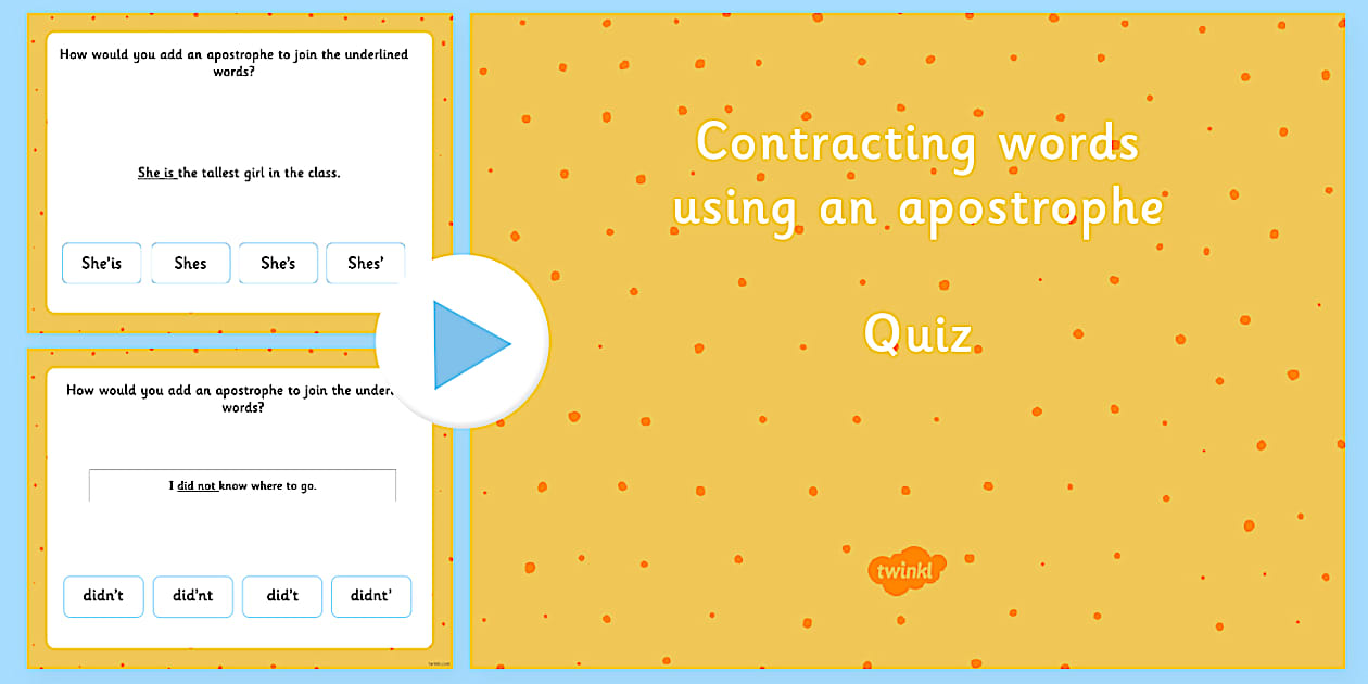 Contracting Words Using an Apostrophe Punctuation PowerPoint