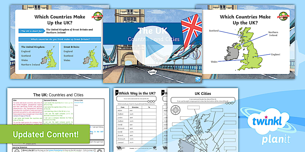 Geography: The UK: Countries and Cities Year 3 Lesson Pack 1