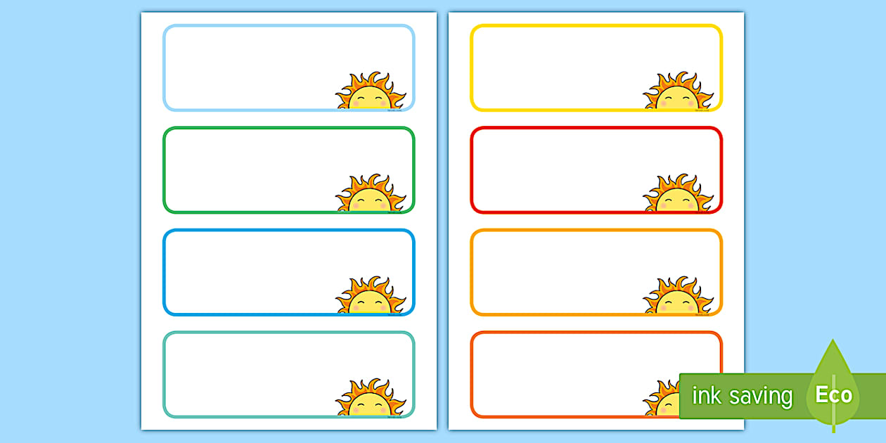 Editable Sunshine Labels - Editable Rainbow Labels - Twinkl