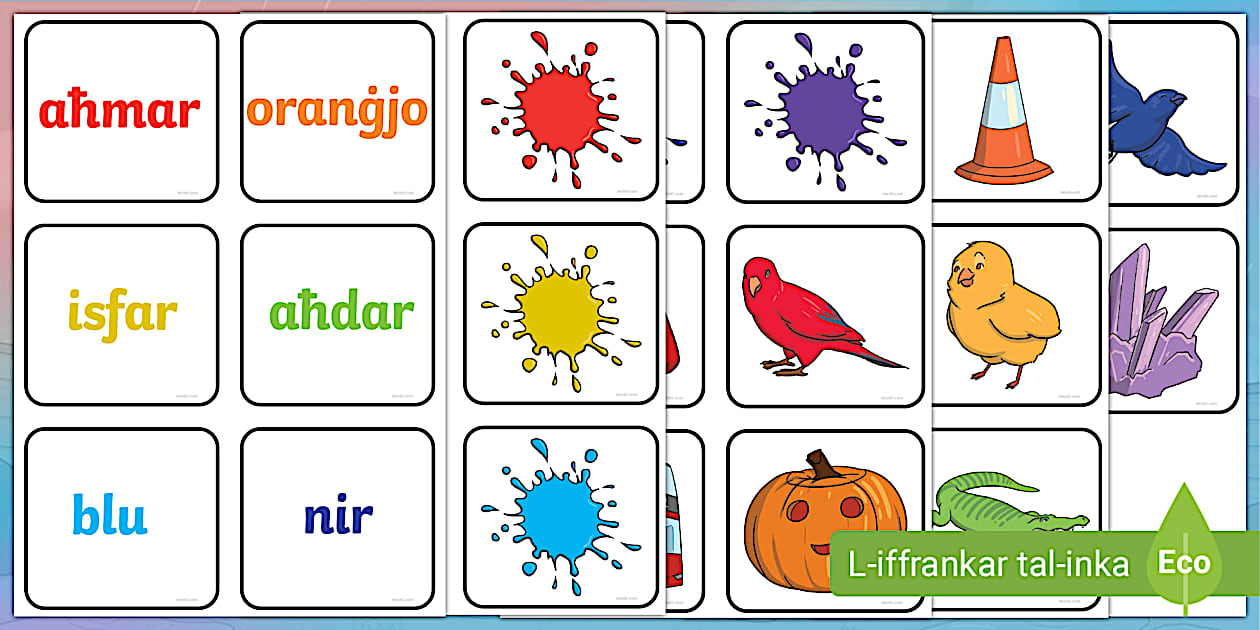 Karti ta' Tqabbil: Il-Kuluri (teacher made) - Twinkl