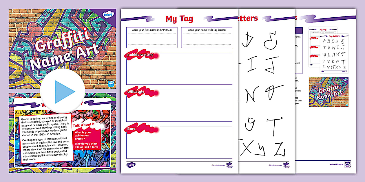 Graffiti Name Art Activity (teacher made) - Twinkl