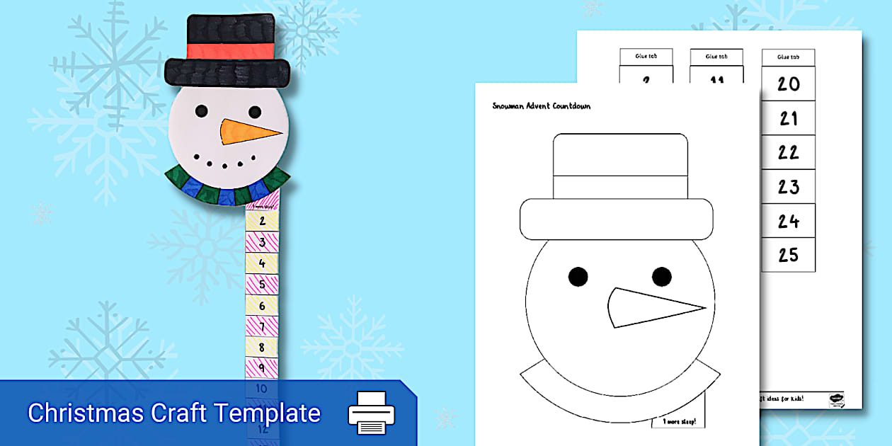 Snowman Countdown To Christmas Printable Paper Craft