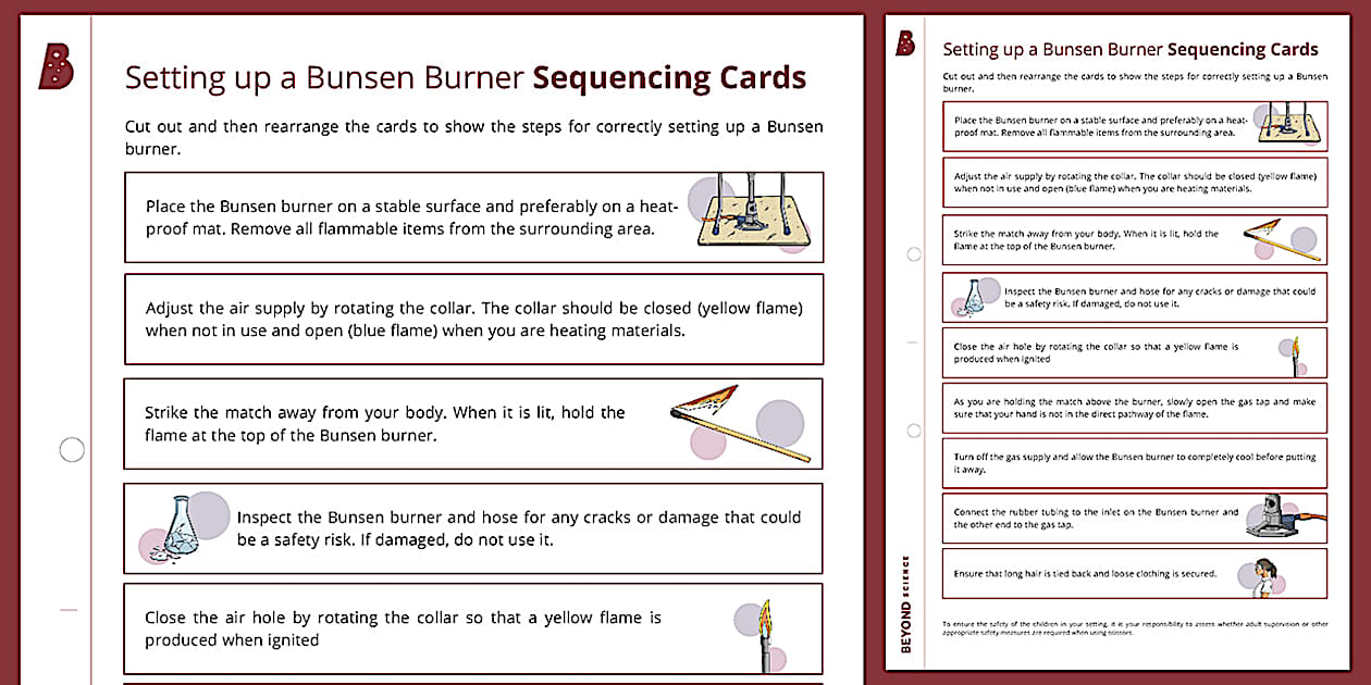 Setting up a Bunsen Burner Sequencing Activity - Twinkl