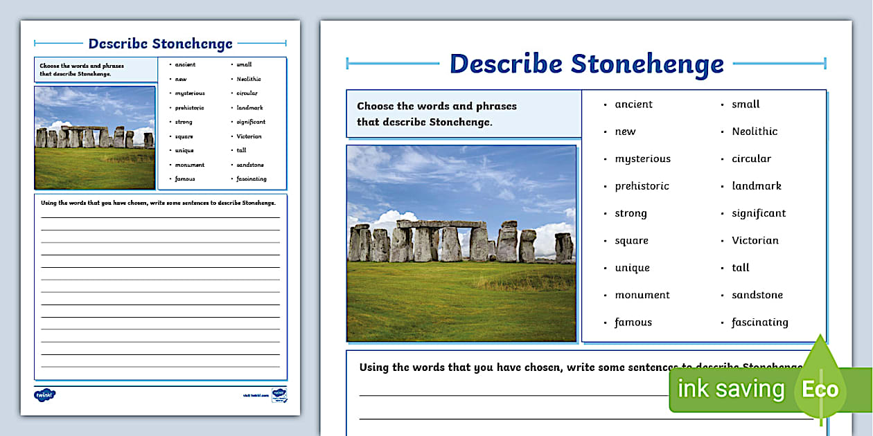 Describe Stonehenge Writing Activity,Stonehenge - Twinkl