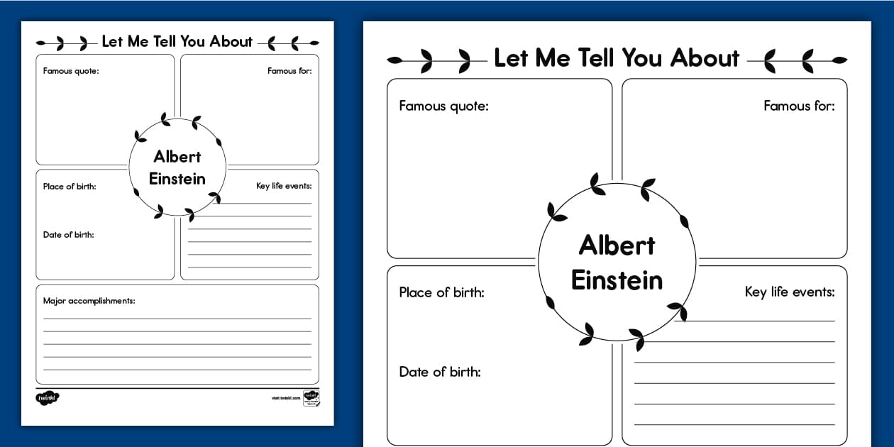 Let Me Tell You About Albert Einstein Biography Worksheet