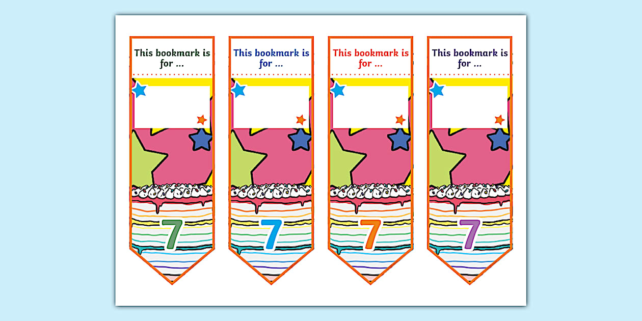 👉 Editable Birthday Bookmarks (Age 7) (teacher made)