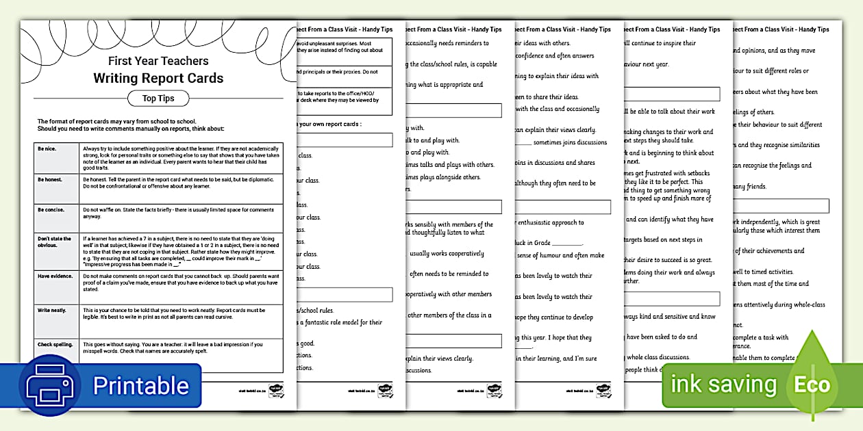 First Year Teachers -Writing report cards - Top Tips
