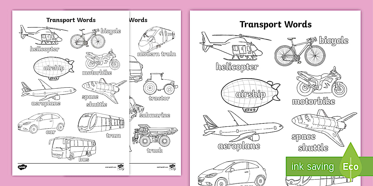 Transport Words Colouring Sheet (l'enseignant a fait)