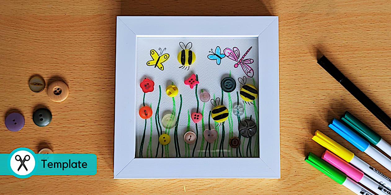 Field of Flowers | Button Crafts (teacher made) - Twinkl