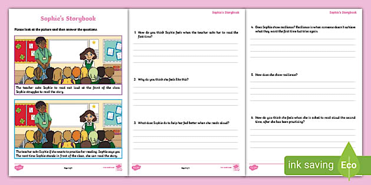 Pictorial Resilience Stories and Questions 3 - Sophie's Storybook