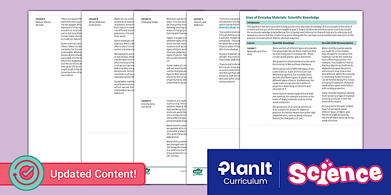 Science CPD: Uses of Everyday Materials: Year 2 - Twinkl