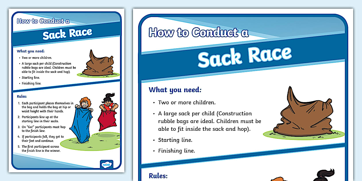 How to Conduct a Sack Race - Poster - Twinkl