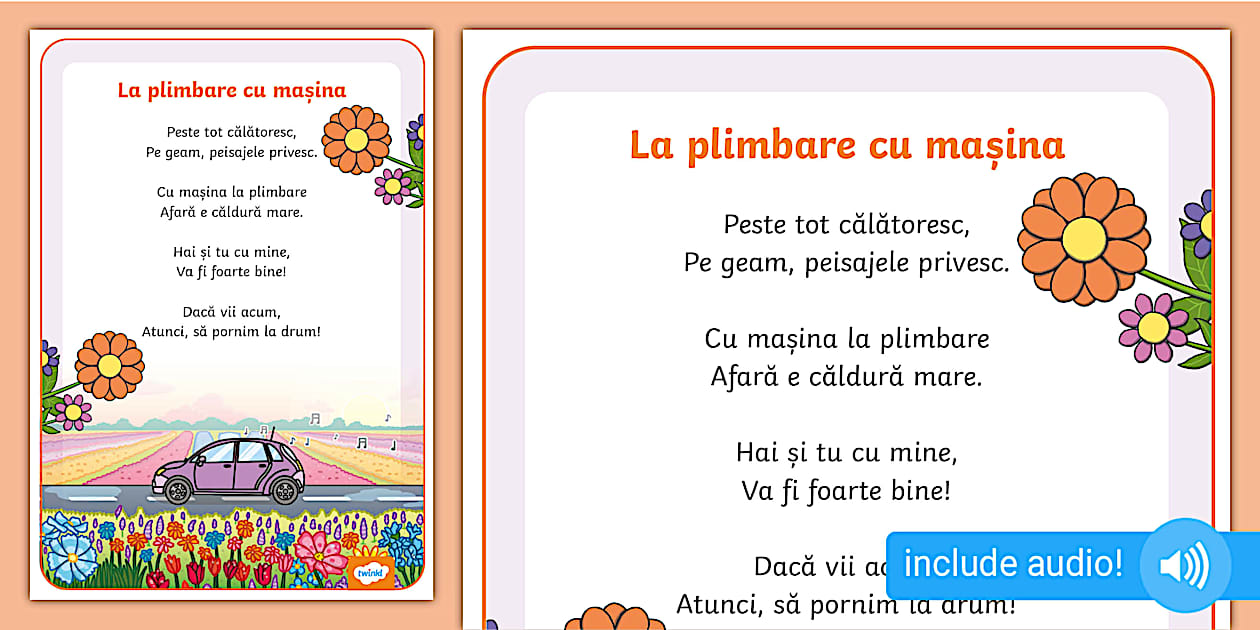La plimbare cu mașina – Cântec pentru copii - Twinkl