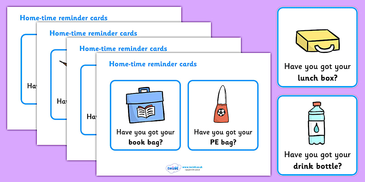 hometime reminder Fans, classroom, help, check list, kids, free