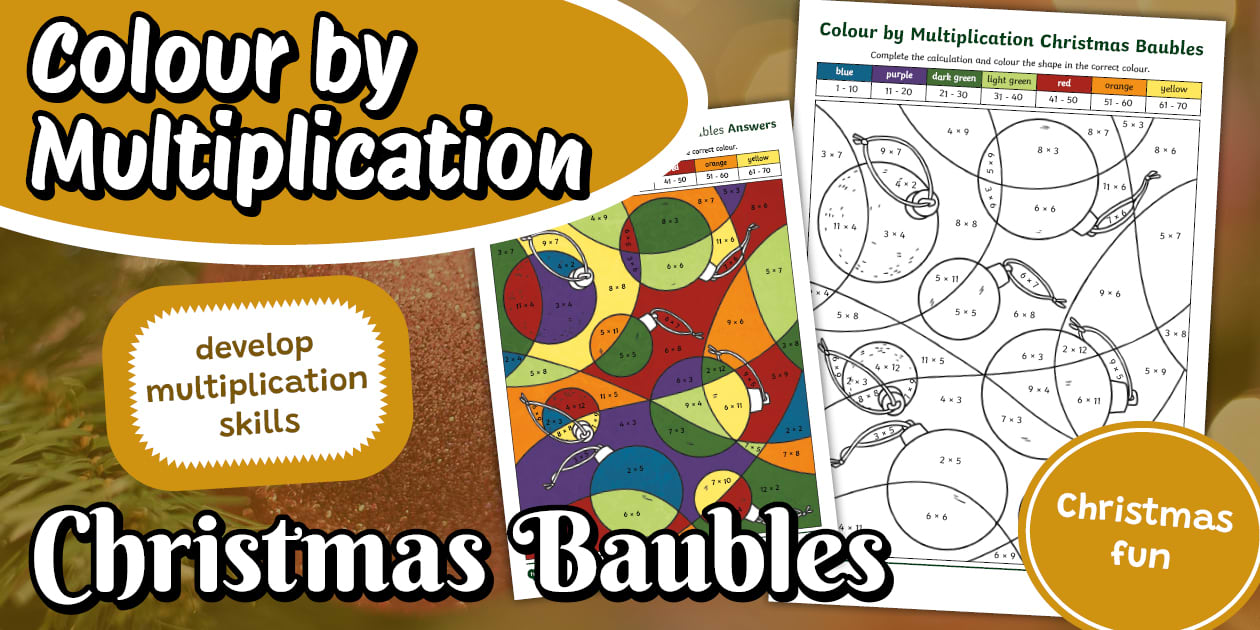 Colour by Multiplication Christmas Baubles Activity Sheet