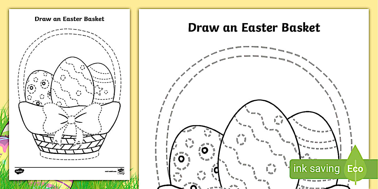 EYFS Draw an Easter Basket Pencil Control Activity - Twinkl