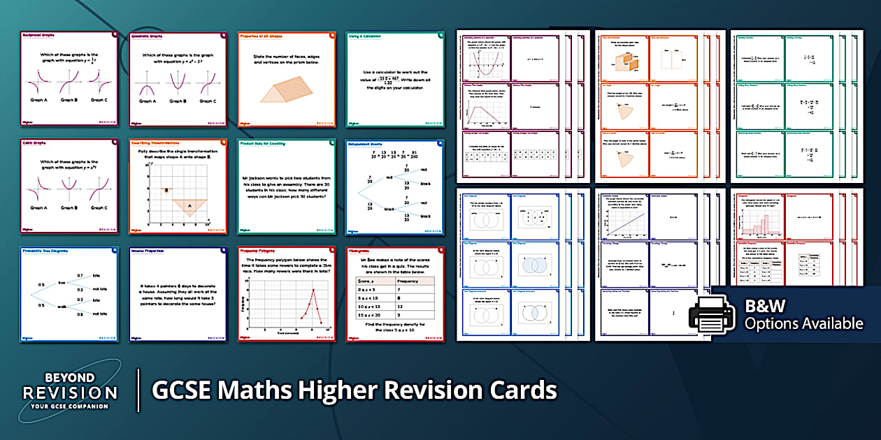 👉 GCSE Maths Higher Revision Flash Cards (teacher made)