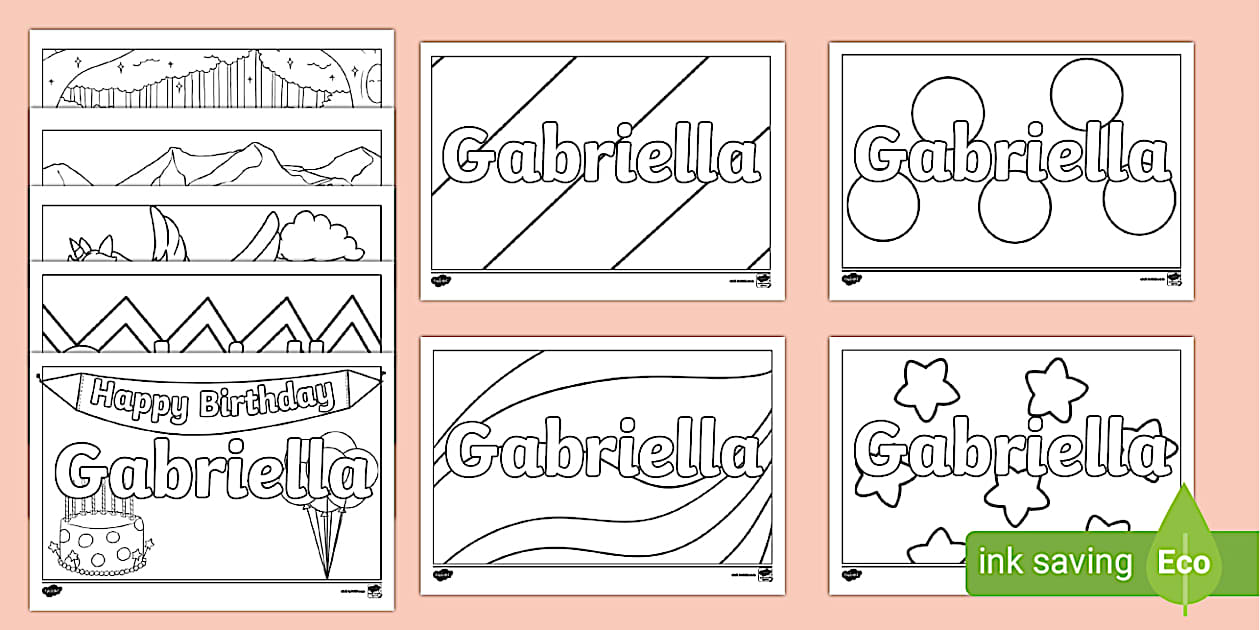 Gabriella Name Simple Colouring Activity Sheets | Twinkl KS1