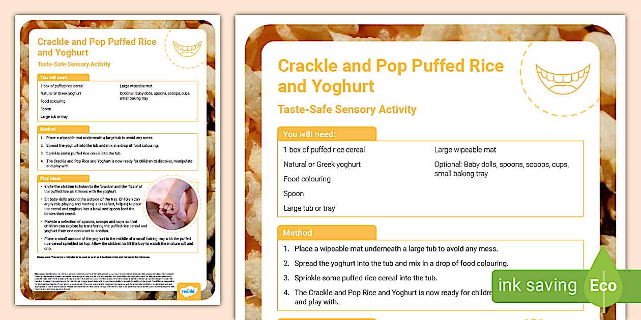 Crackle and Pop Taste-Safe Sensory Activity | Twinkl
