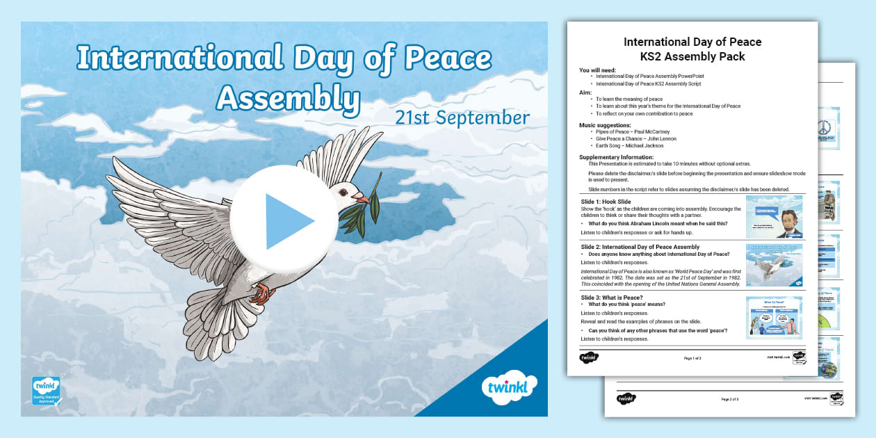KS2 International Day of Peace Assembly - Twinkl