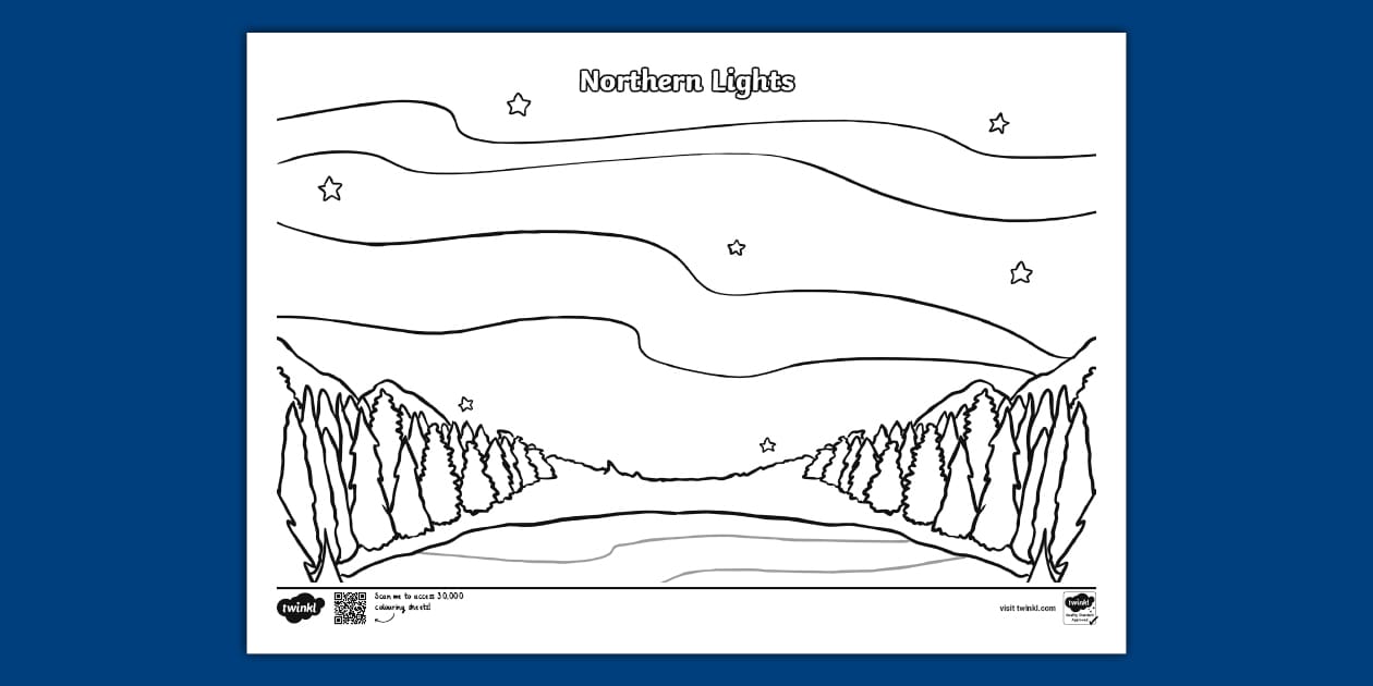 Northern Lights Colouring Page (teacher made) - Twinkl